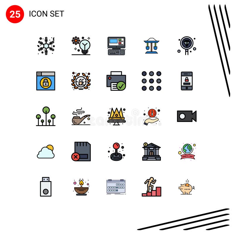 25 User Interface Filled Line Flat Color Pack of Modern Signs and ...
