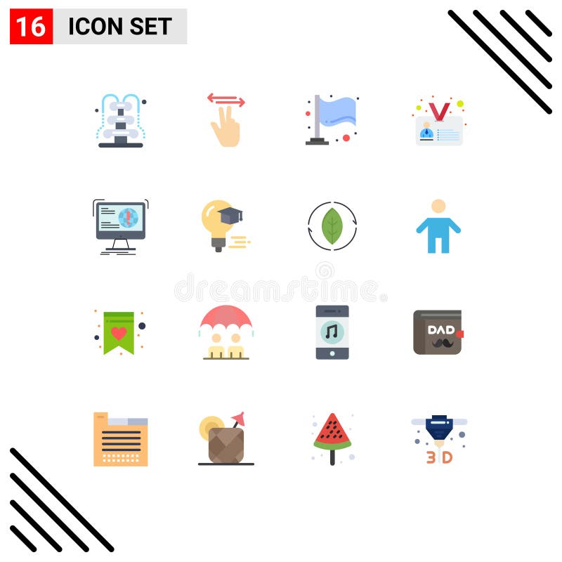 16 User Interface Flat Color Pack of Modern Signs and Symbols of ...