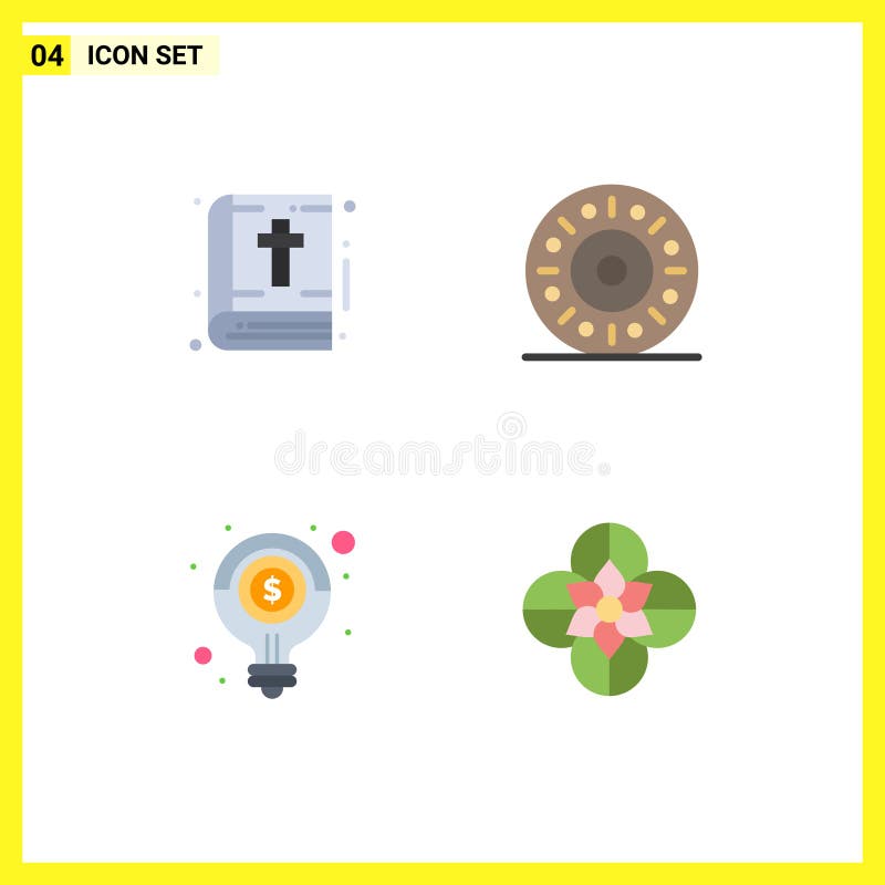 4 User Interface Flat Icon Pack of Modern Signs and Symbols of Bible ...