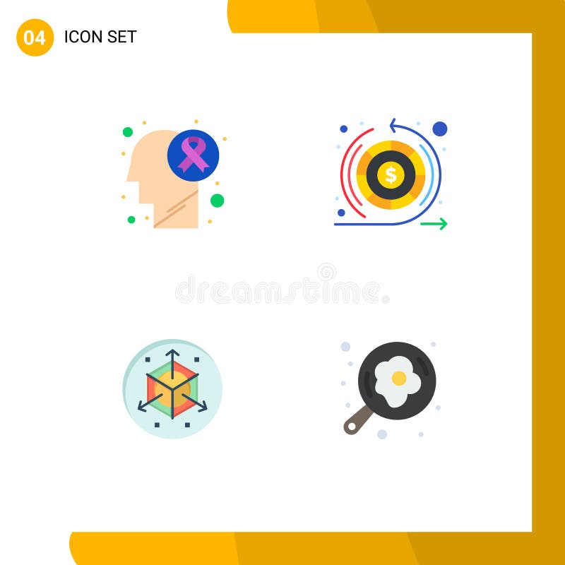 4 User Interface Flat Icon Pack of Modern Signs and Symbols of Brain ...