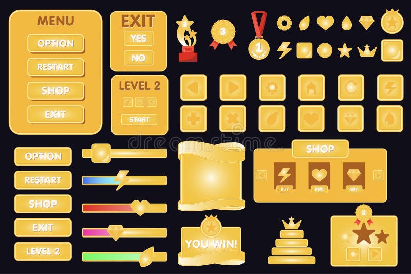 User Interface Game Buttons Stock Image - Image of restart, computer ...