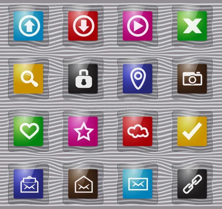 User Interface Glass Icons Set Stock Vector - Illustration of ...