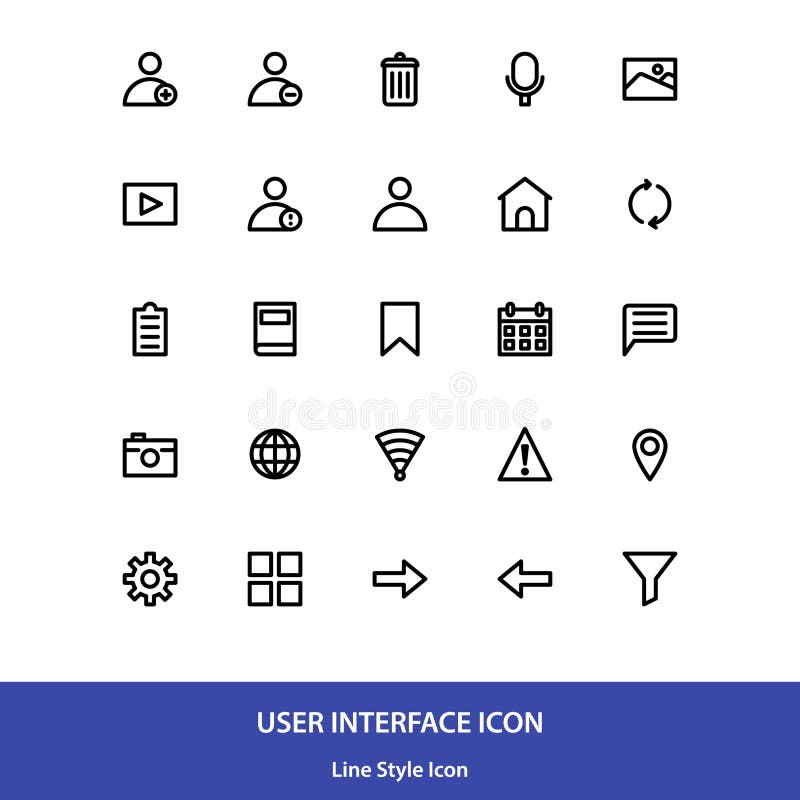 User Interface Icon Pack in Outline Style Vector Design Stock Vector ...