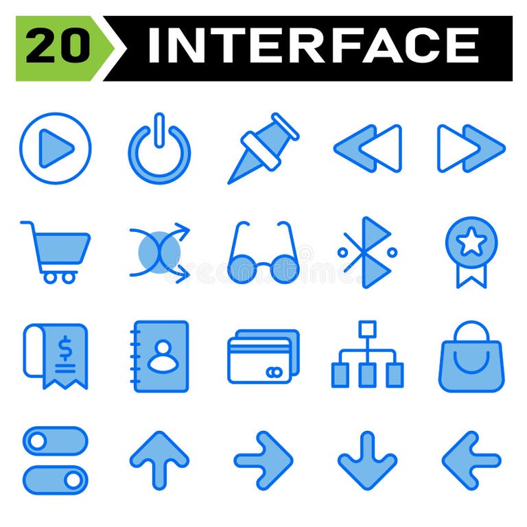 User Interface Icon Set Include Play, Button, Circle, Start, Interface ...