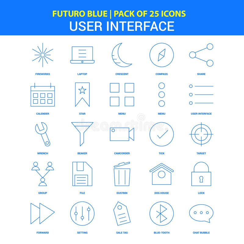 User Interface Icons - Futuro Blue 25 Icon Pack Stock Vector ...