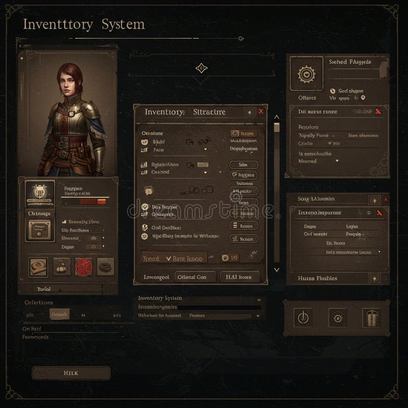 A User Interface for an Inventory System, Featuring a Female Character ...