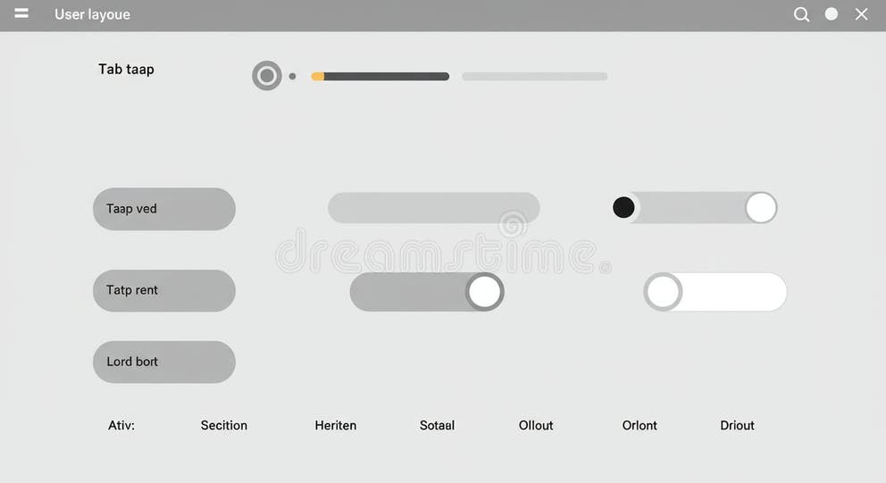 User Interface Layout Featuring a Top Navigation Bar with Search and ...
