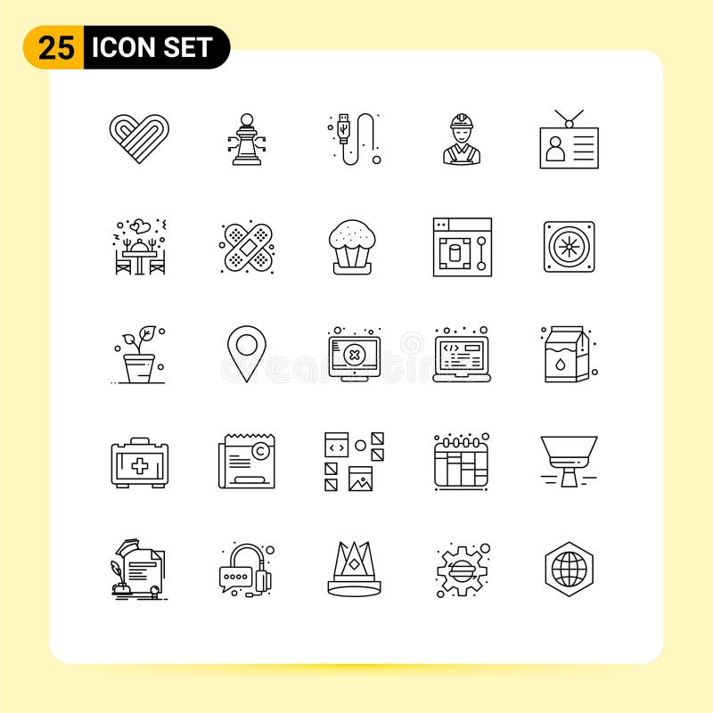 25 User Interface Line Pack of Modern Signs and Symbols of Global ...