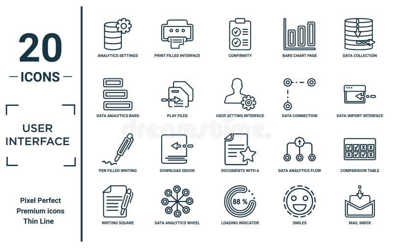 Terface Linear Icon Set Stock Vector Illustration Of Collection Settings 207071306