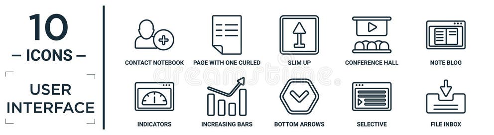 User.interface Linear Icon Set Stock Vector - Illustration of inbox ...
