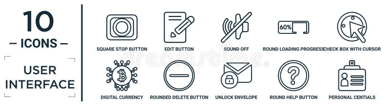 User.interface Linear Icon Set Stock Vector - Illustration of flat, digital: 207076073