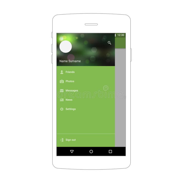 User Interface Material Mobile Design Template App Navigation Drawer ...