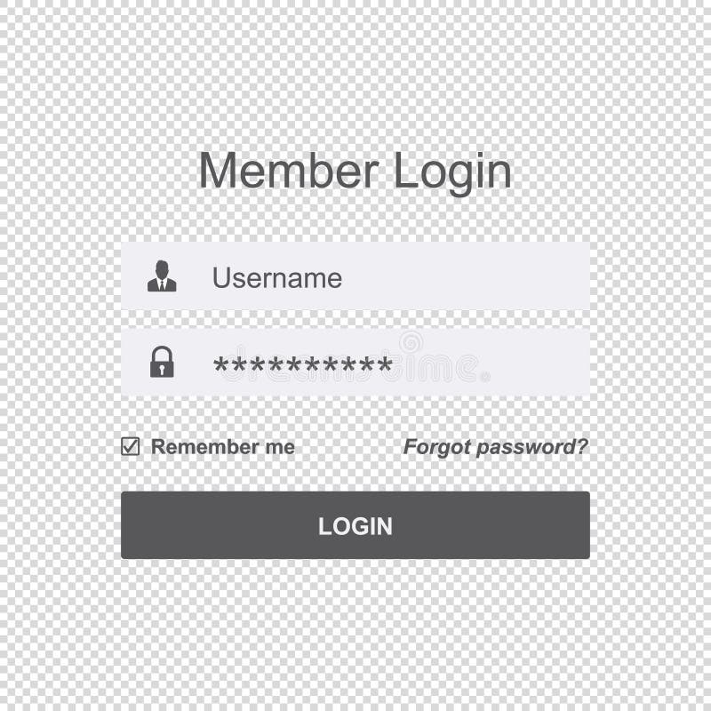 User Interface Member Login - Vector Illustration - Isolated on White ...