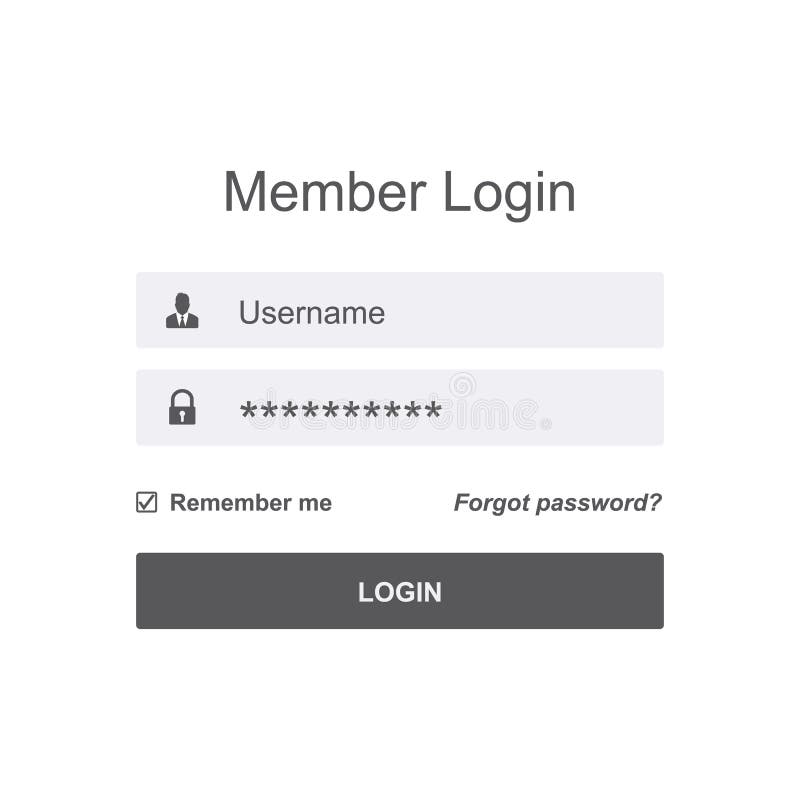 User Interface Member Login - Vector Illustration - Isolated on White ...