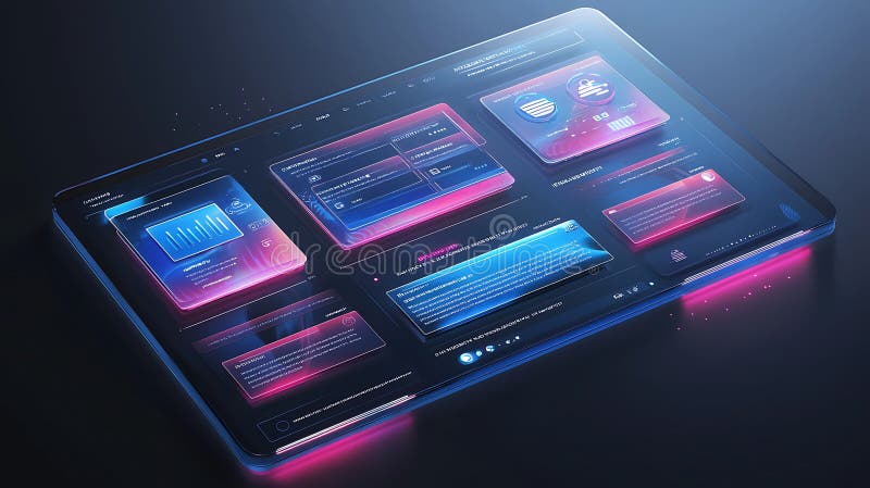 A User Interface Mockup Using Glassmorphism Stock Illustration