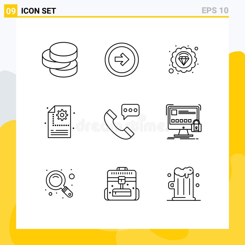 9 User Interface Outline Pack of Modern Signs and Symbols of Contact ...