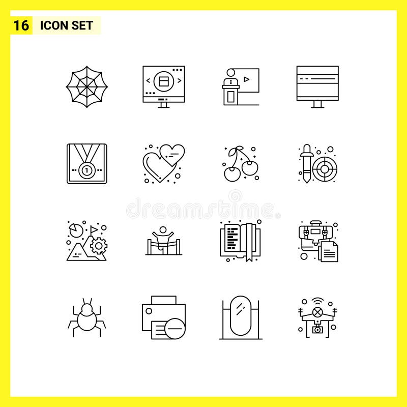 16 User Interface Outline Pack of Modern Signs and Symbols of Develop ...