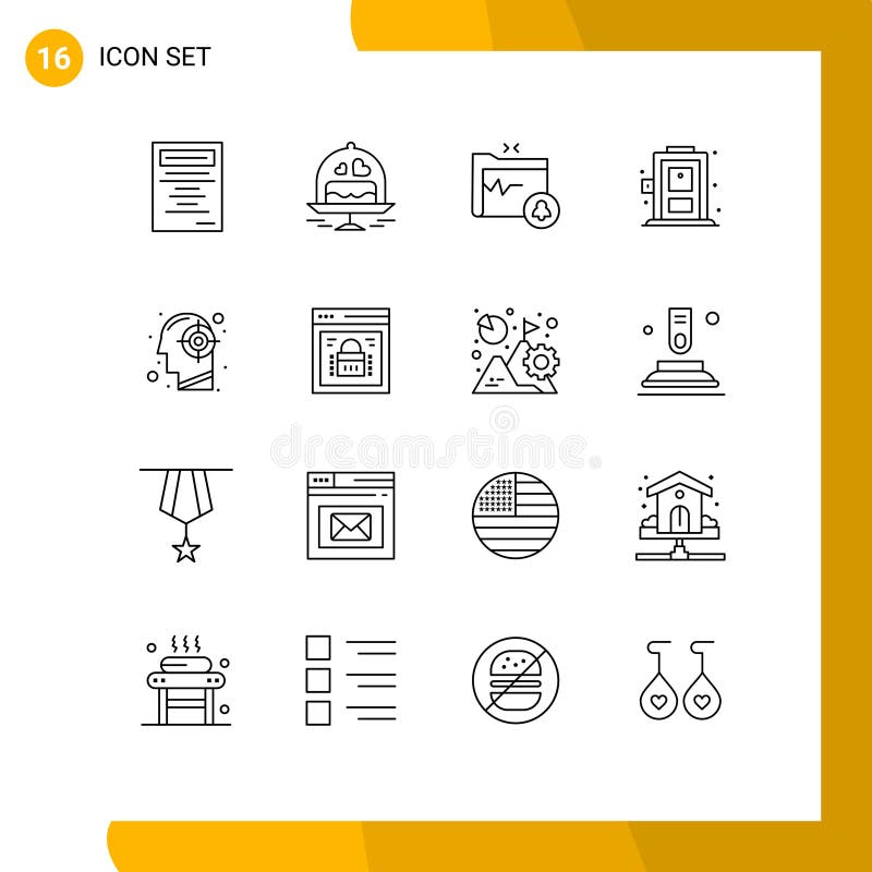 16 User Interface Outline Pack of Modern Signs and Symbols of Mind ...
