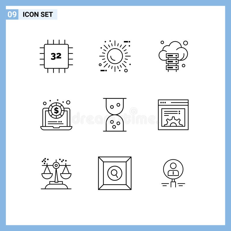 9 User Interface Outline Pack of Modern Signs and Symbols of Sand Clock ...