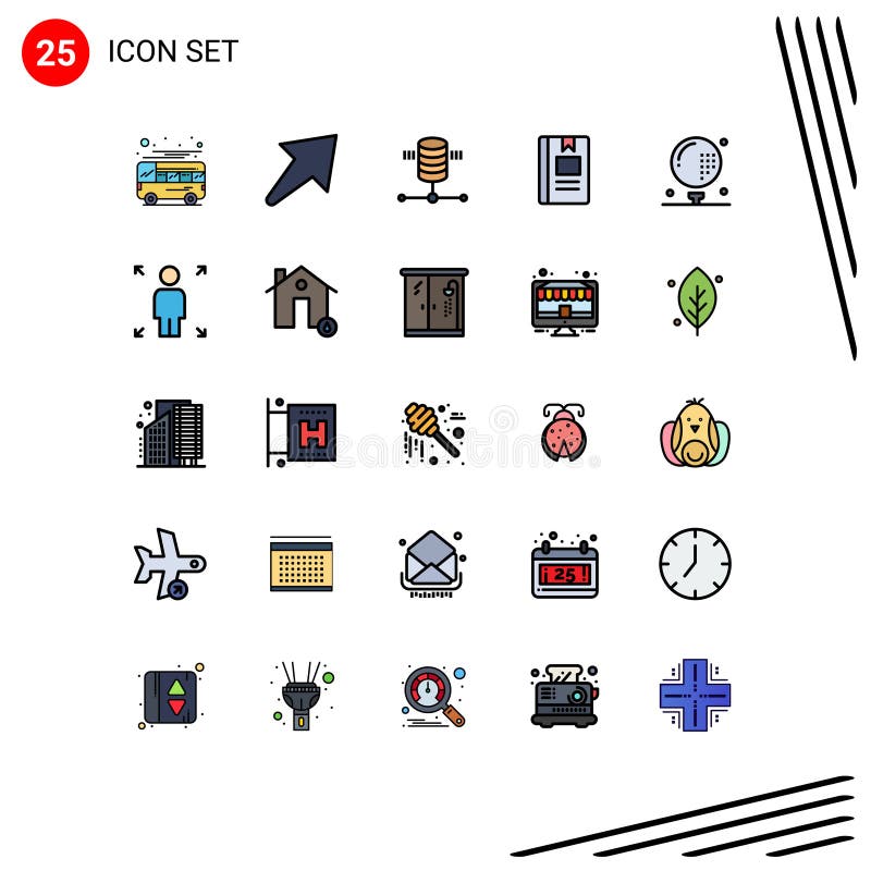 User Interface Pack of 25 Basic Filled Line Flat Colors of Activities ...