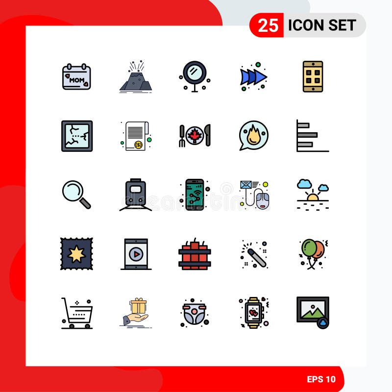 User Interface Pack of 25 Basic Filled Line Flat Colors of Cell, Right, Safety, Forward, Wedding ...