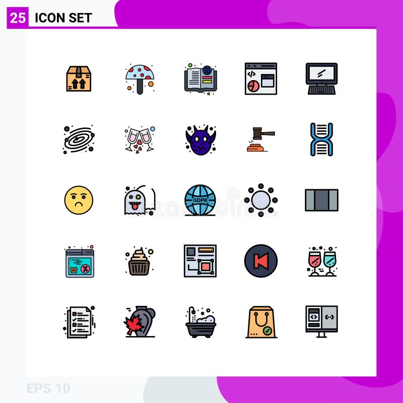 Universal Icon Symbols Group of 25 Modern Filled Line Flat Colors of ...