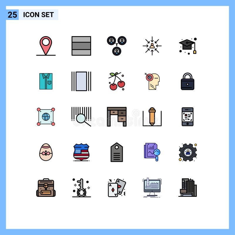 User Interface Pack of 25 Basic Filled Line Flat Colors of Study ...