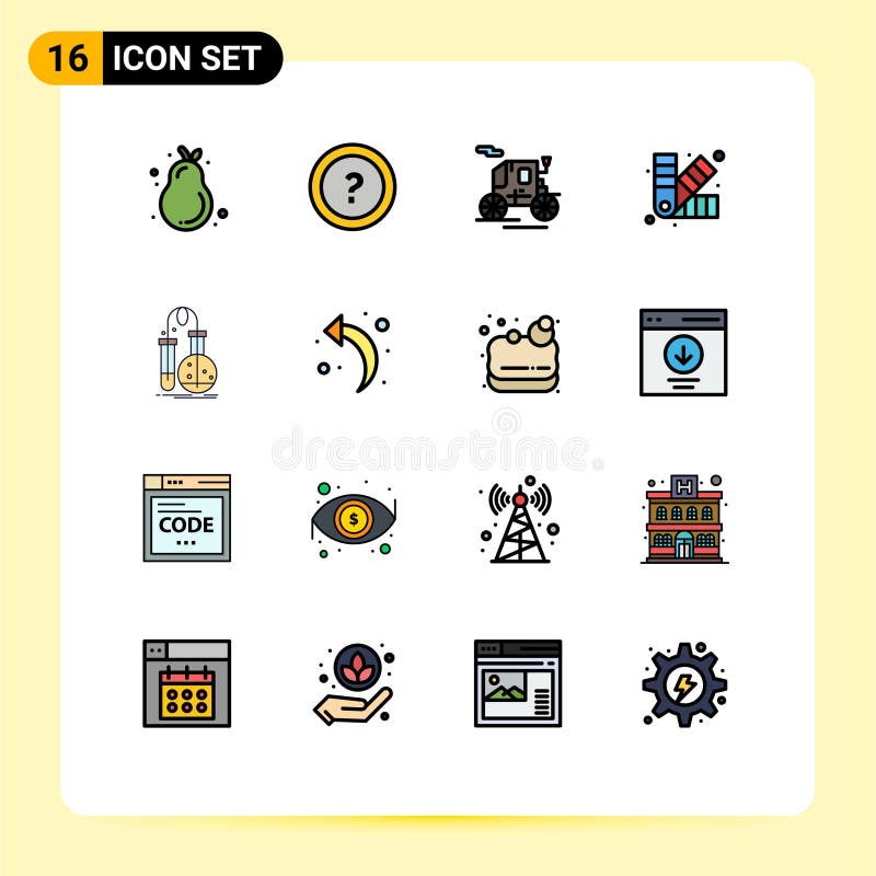 User Interface Pack of 16 Basic Flat Color Filled Lines of Chemistry ...