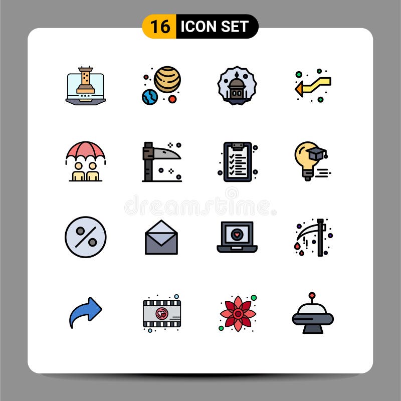 16 Creative Icons Modern Signs and Symbols of Management, Left, Masjid, Intersection, Arrows ...