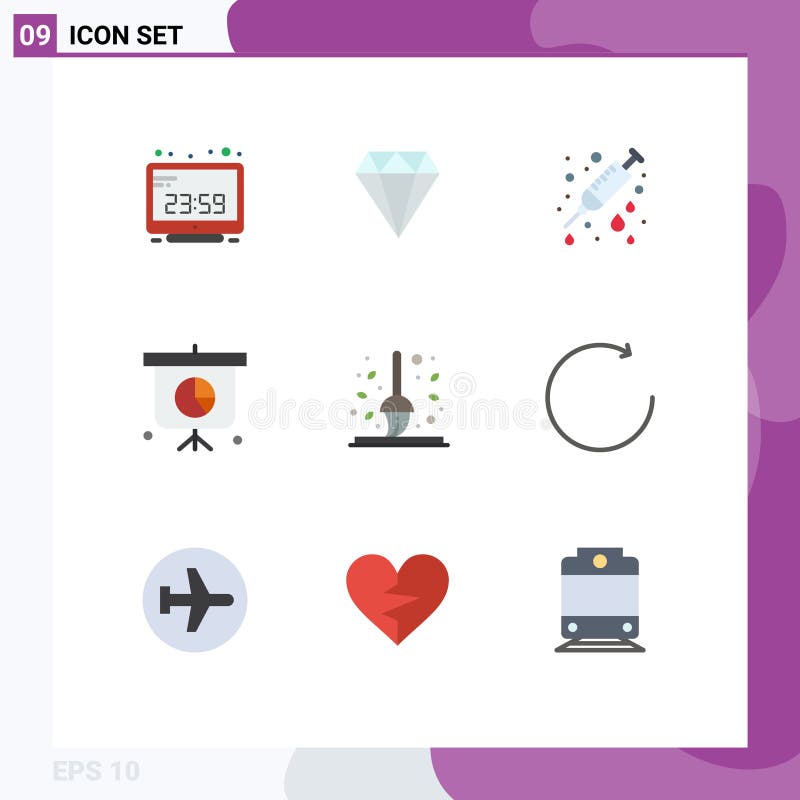 9 Thematic Vector Flat Colors and Editable Symbols of Broom ...