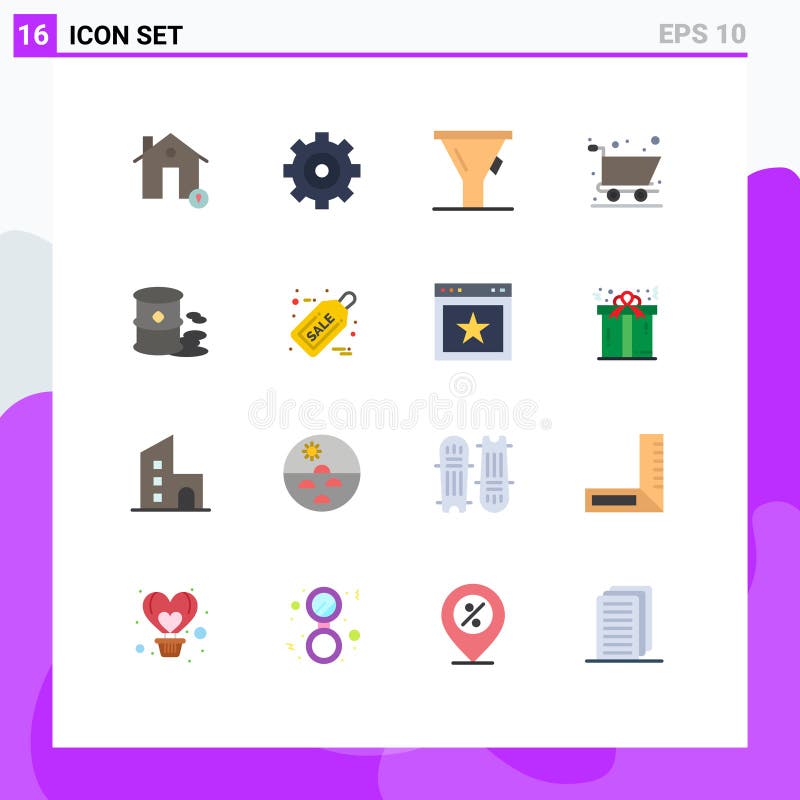 Pack of 16 Modern Flat Colors Signs and Symbols for Web Print Media ...