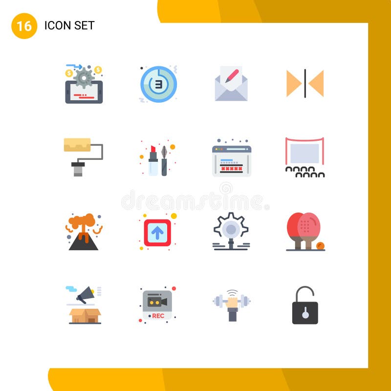 User Interface Pack of 16 Basic Flat Colors of Roller, Mirror, Compose ...