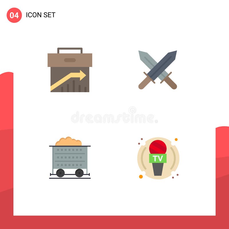 User Interface Pack of 4 Basic Flat Icons of Arrow, Barrow, Management ...