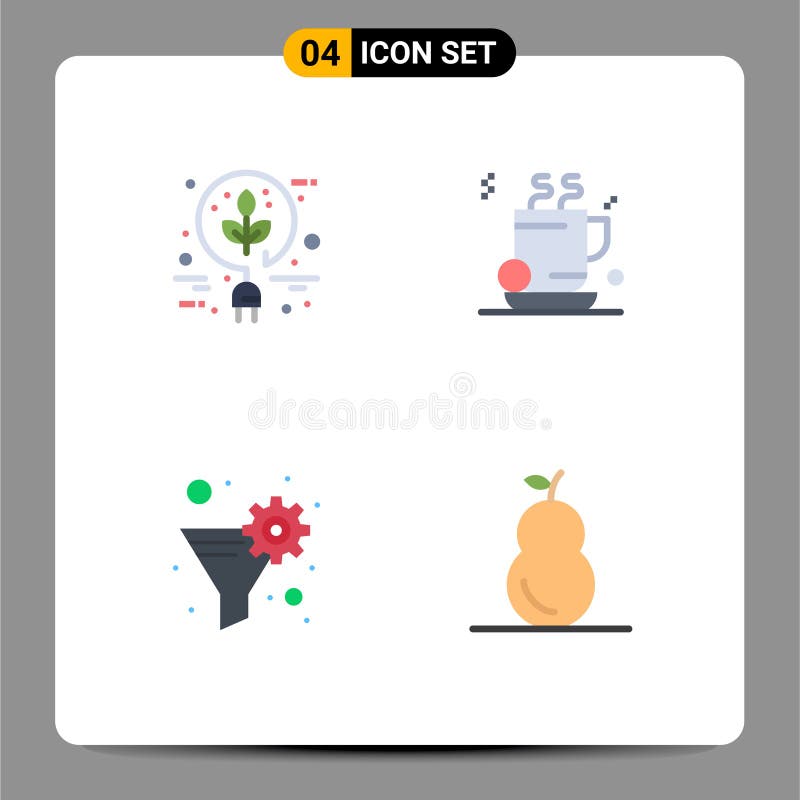 User Interface Pack of 4 Basic Flat Icons of Bio, Filter, Green, Coffee ...