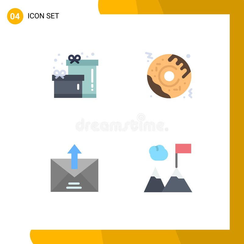 4 Universal Flat Icon Signs Symbols of Birthday, Outline, Pizza, E ...