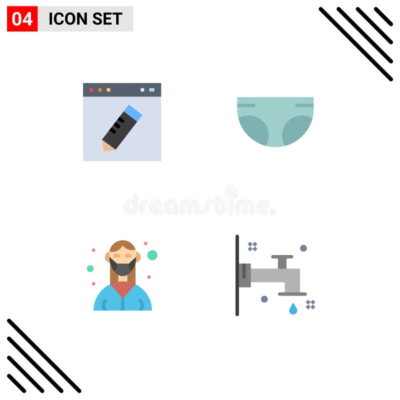 User Interface Pack of 4 Basic Flat Icons of Browser, Doctor, Education ...