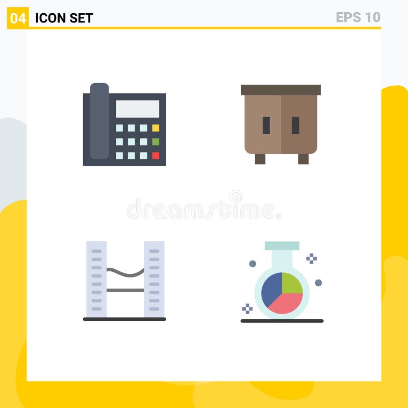User Interface Pack of 4 Basic Flat Icons of Call, Buildings, Contact ...