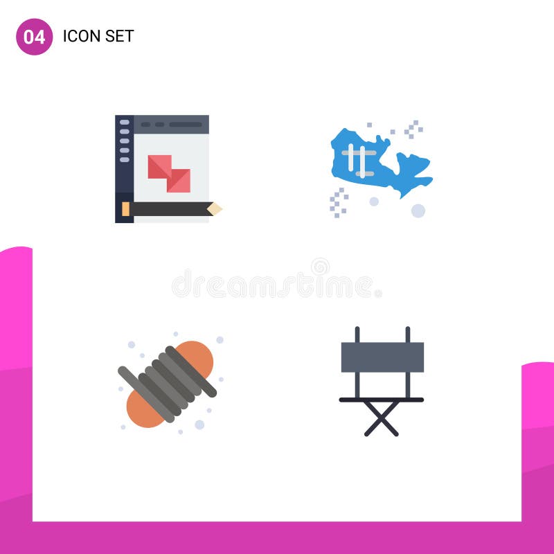 Flat Icon Pack of 4 Universal Symbols of Coding, Camping, Panel ...