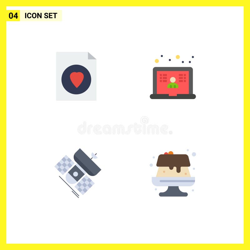 User Interface Pack of 4 Basic Flat Icons of Document, Communication ...