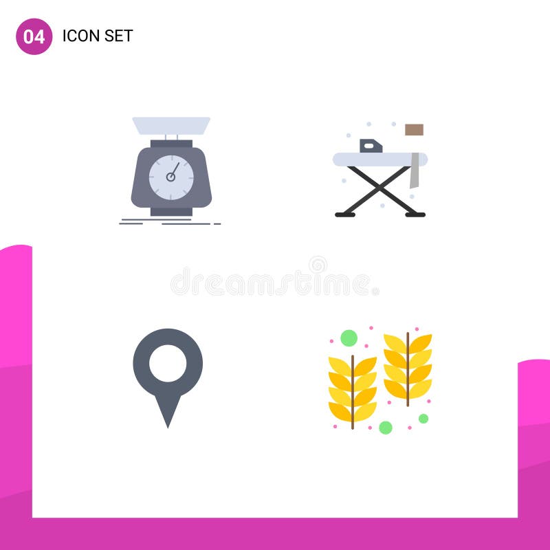 User Interface Pack of 4 Basic Flat Icons of Implementation, Geo Location, Scales, Living, Map ...