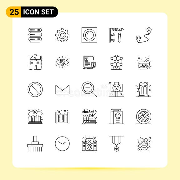 User Interface Pack of 25 Basic Lines of Route, Location, Lamp ...