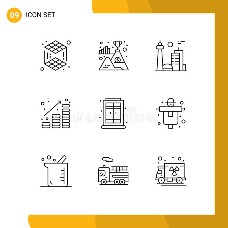 User Interface Pack of 9 Basic Outlines of Home, Money, Canada, Finance ...