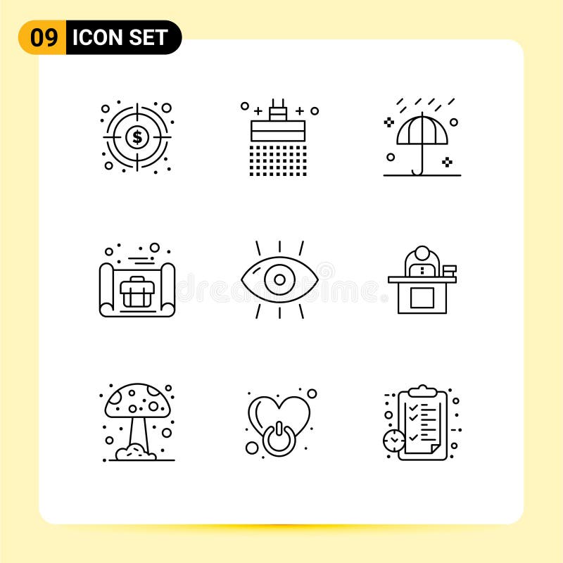 User Interface Pack of 9 Basic Outlines of Plan, Business Plan, Water ...