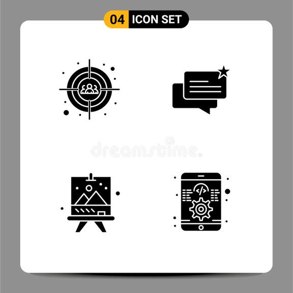 User Interface Pack of 4 Basic Solid Glyphs of Auditory, Art, Head Shot ...
