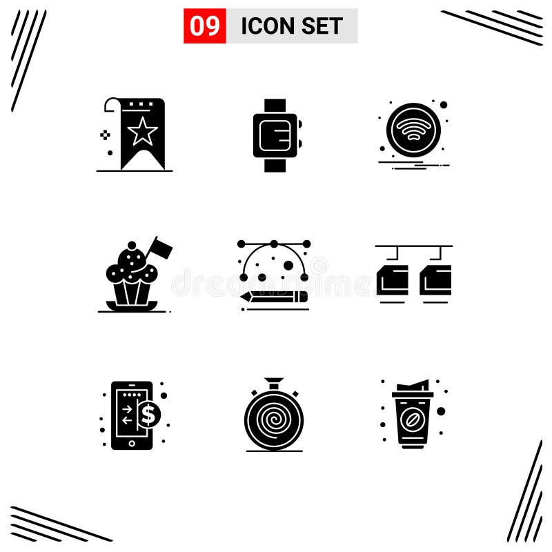 User Interface Pack of 9 Basic Solid Glyphs of Design Production ...
