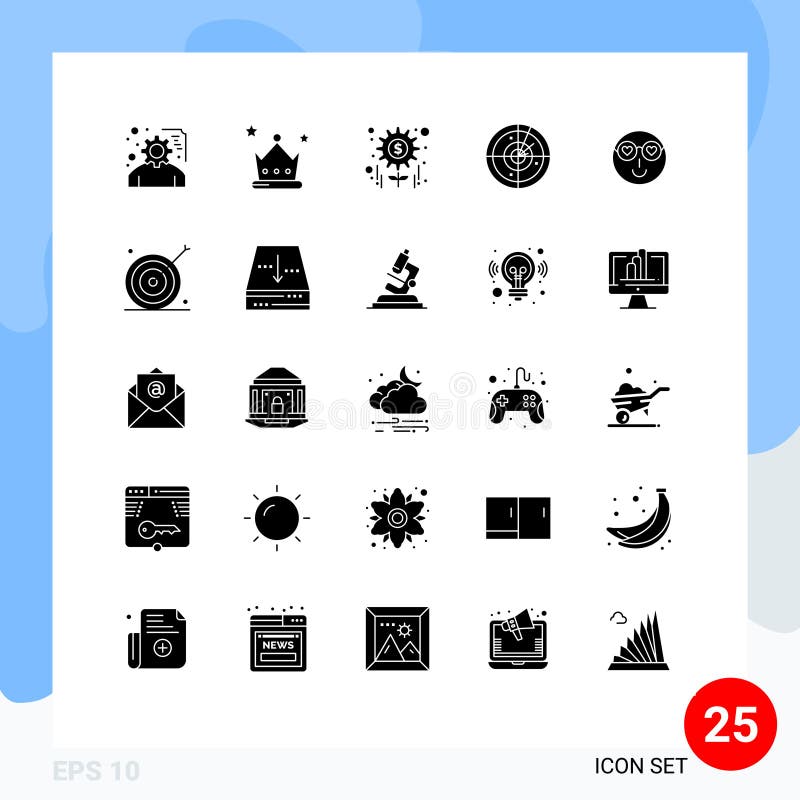 User Interface Pack of 25 Basic Solid Glyphs of Emoji, Technology ...
