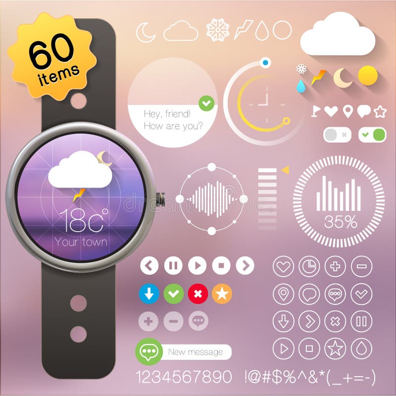 User Interface Set for Clock, Watch Stock Illustration - Illustration ...