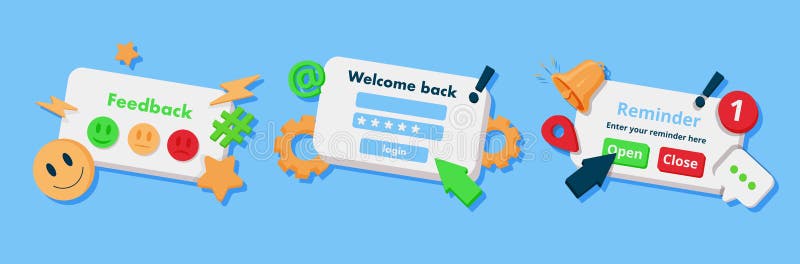 User Interface. a Set of Flat UI and UX Elements: Dialog Box, Tab ...