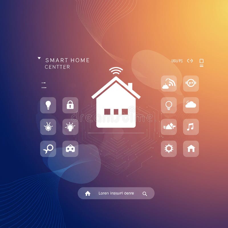 User Interface for a Smart Home System. Central Icon is a White House ...