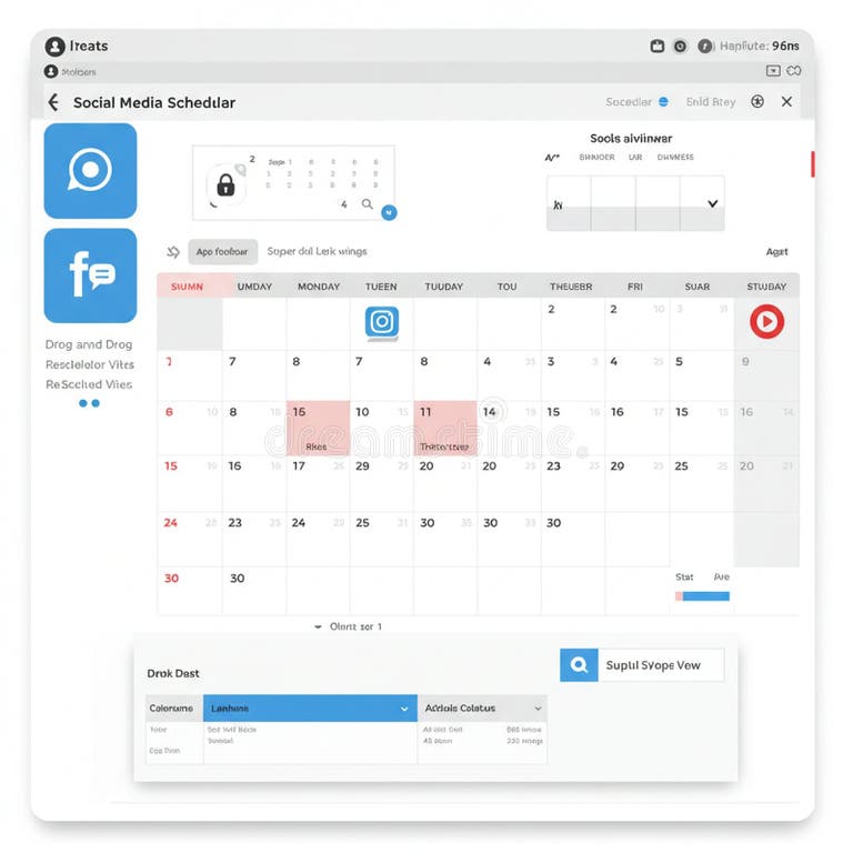 User Interface of a Social Media Scheduling Application with a Calendar ...